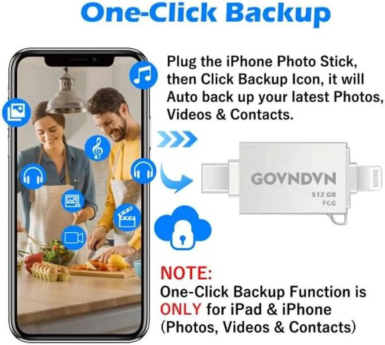 GOVNDVN MFi Certified 256GB iPhone Photo-Stick-Storage iPhone-Memory ...