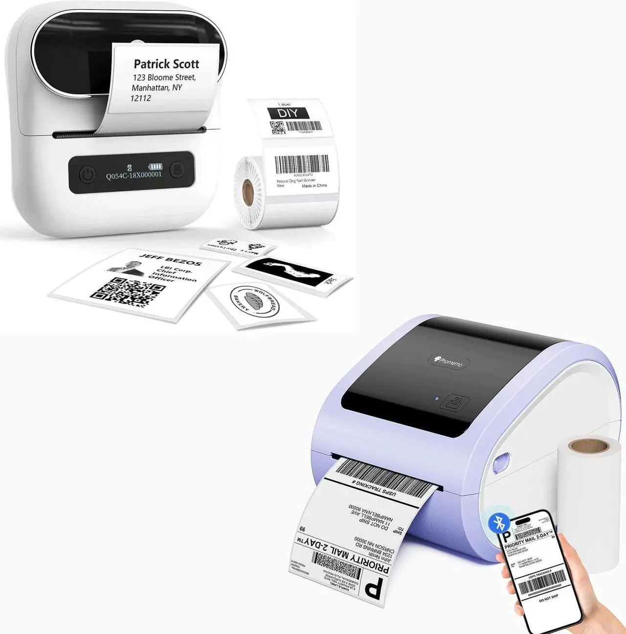 Phomemo M220 Label Maker, D520BT Bluetooth Shipping Label Printer ...