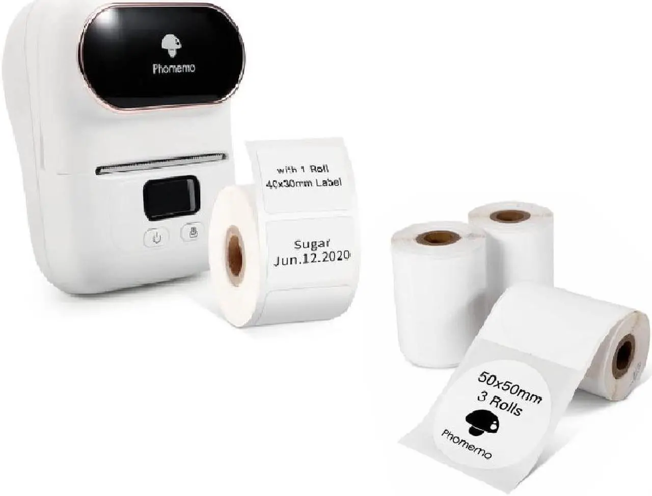 Phomemo M110 Label Maker with 3 Rolls 1.96" x 1.96"(50x50 mm Thermal ...