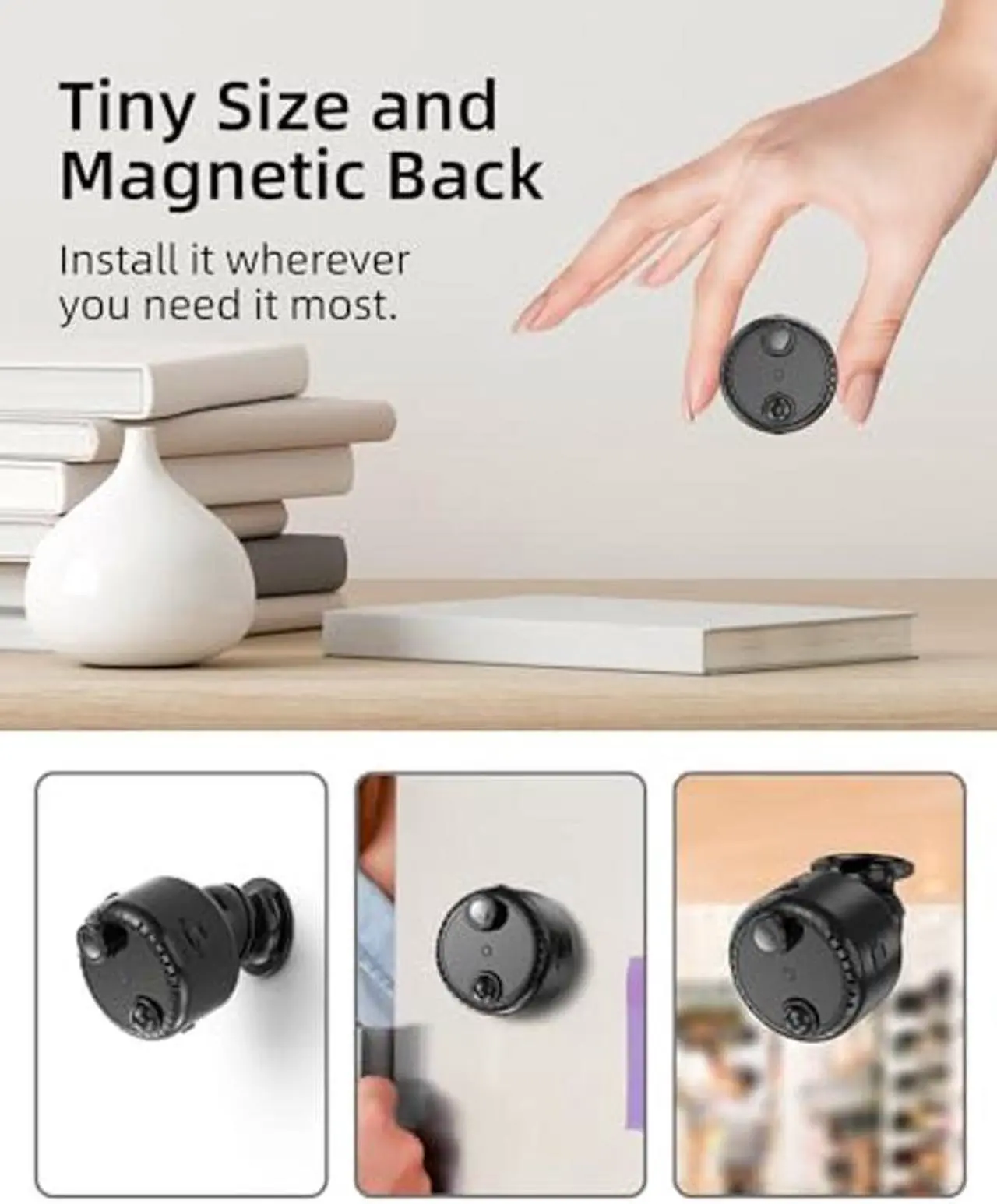 VIDCASTIVE Mini Spy Hidden Camera 4K Wireless WiFi Small Nanny Cam ...