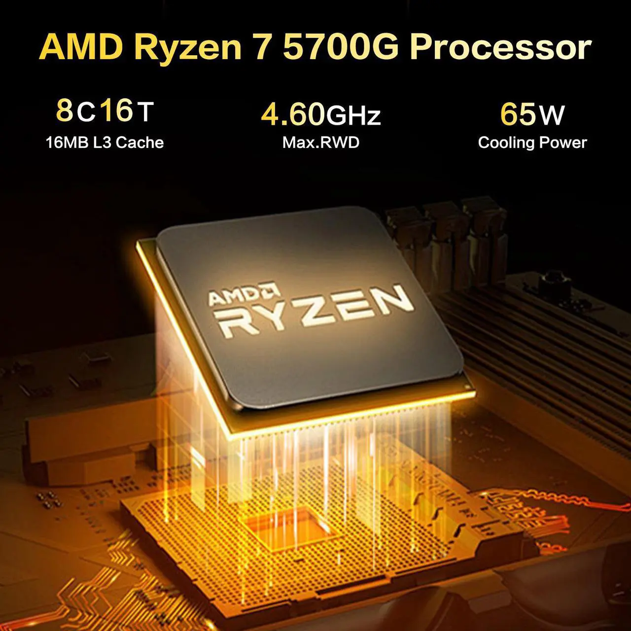 AOACE Gaming desktop AMD Ryzen 7 5700G (up to 4.6GHz) B550M 32GB DDR4 ...