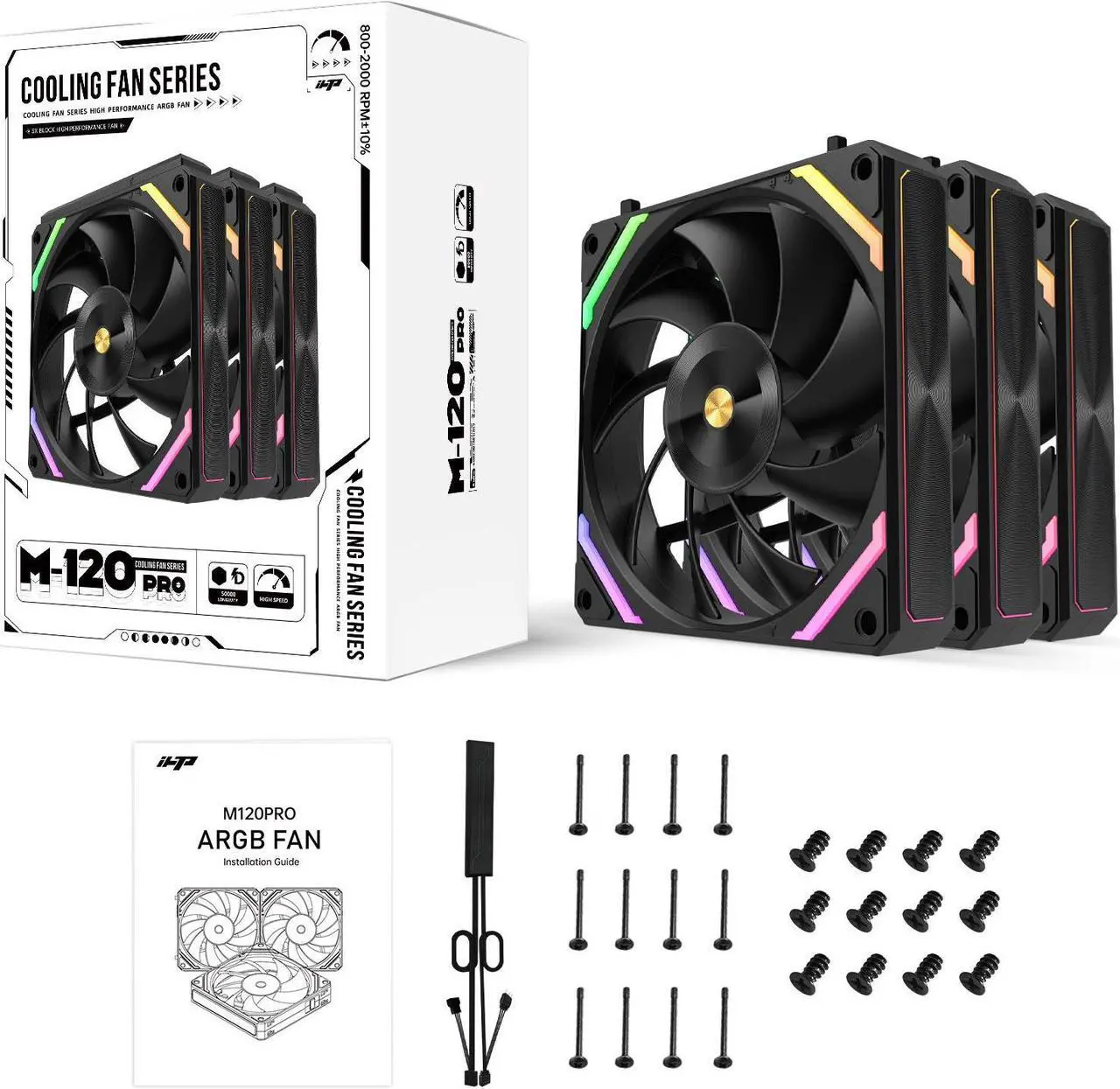 iHTP UNI Fan 120mm ARGB PWM M120PRO Forward Case fan, Daisy-Chain ...