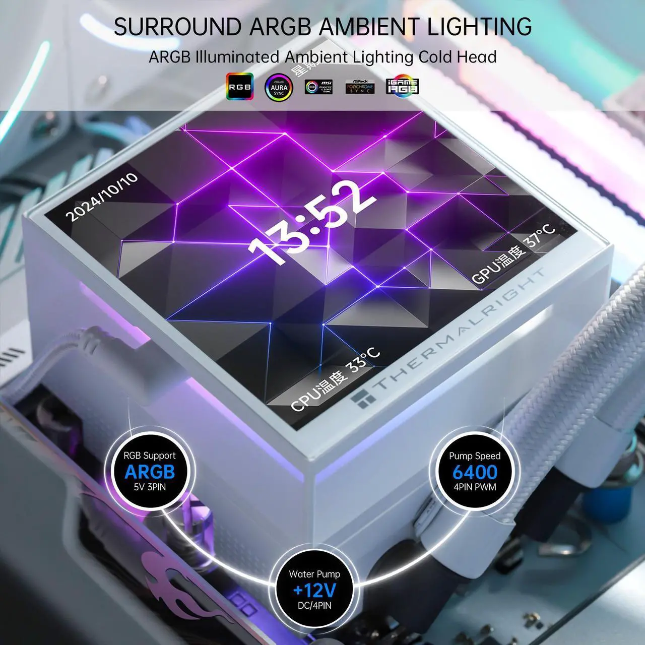 Thermalright Hyper Vision 360 ARGB AIO CPU Liquid Cooler - Magnetic ...