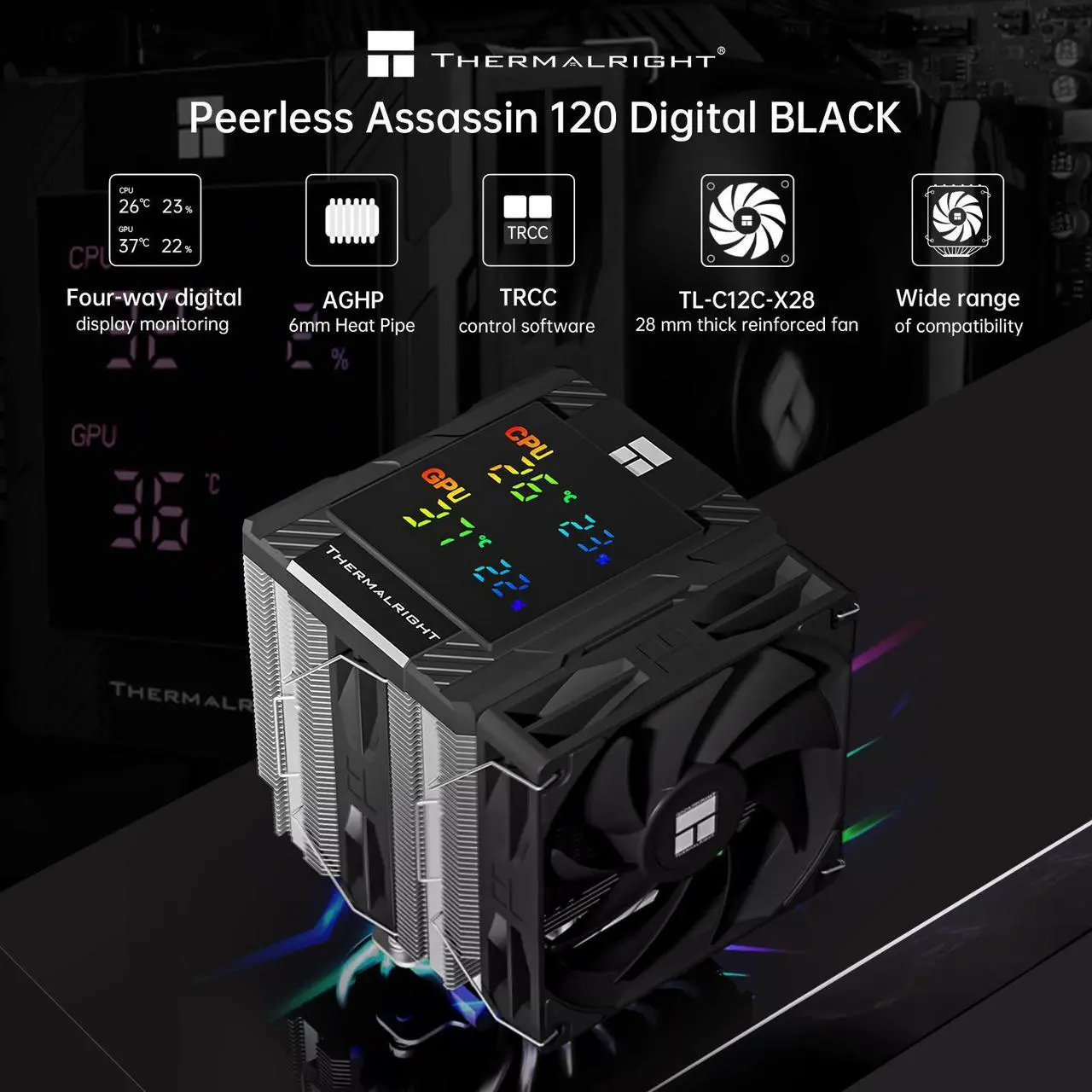 Thermalright Peerless Assassin 120 Digital CPU Air Cooler -Temperature ...