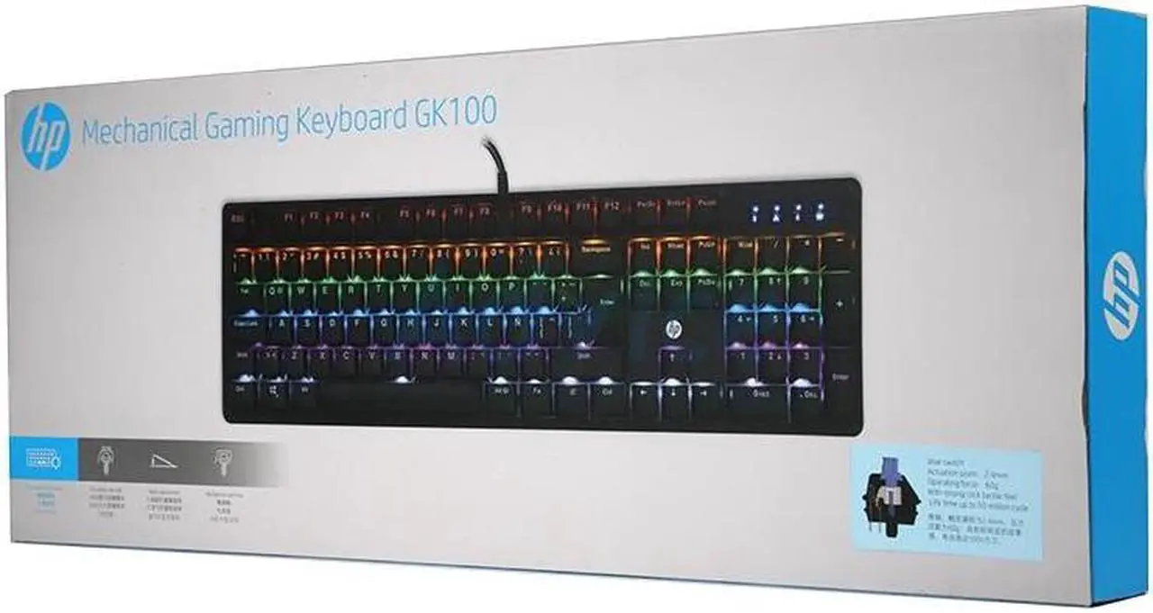 HP GK100 Mechanical Gaming Keyboard, 50 million key life, height ...