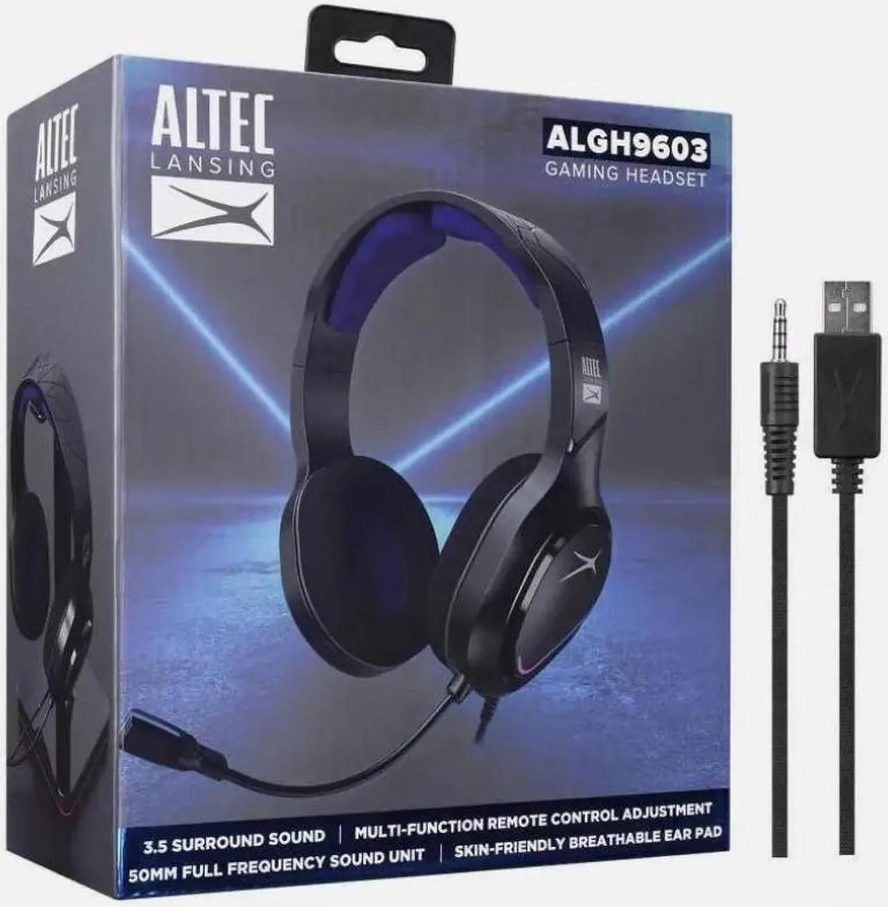 Altec Lansing ALGH9603 Wired Gaming Headset, USB/3.5mm Jack, 50mm ...