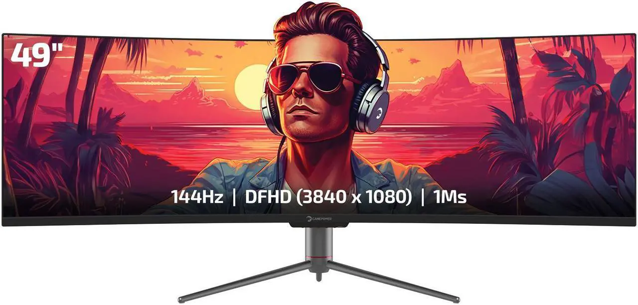 GAMEPOWER 49 inch Curved Ultrawide Gaming Monitor, 1Ms, 144Hz Refresh ...