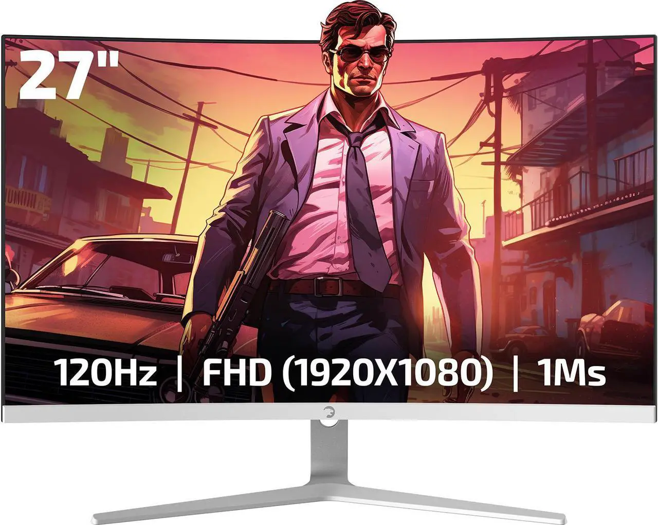 GAMEPOWER F20 27 Inch Curved White Gaming Monitor, 120Hz 1080p Display ...