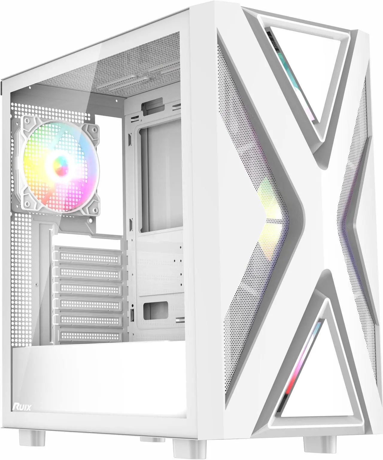 Ruix CV203 ATX Computer Gaming PC Case Mid Tower White With 4 Fans ...