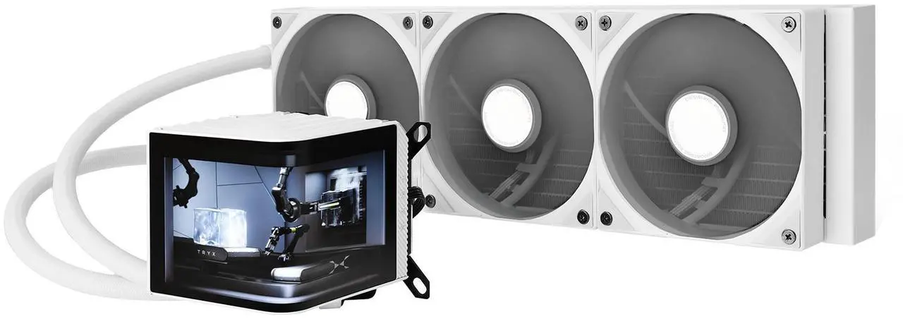 TRYX PANORAMA 360 V1.5 White 360mm AIO 6.5'' AMOLED Curved Screen 3D ...