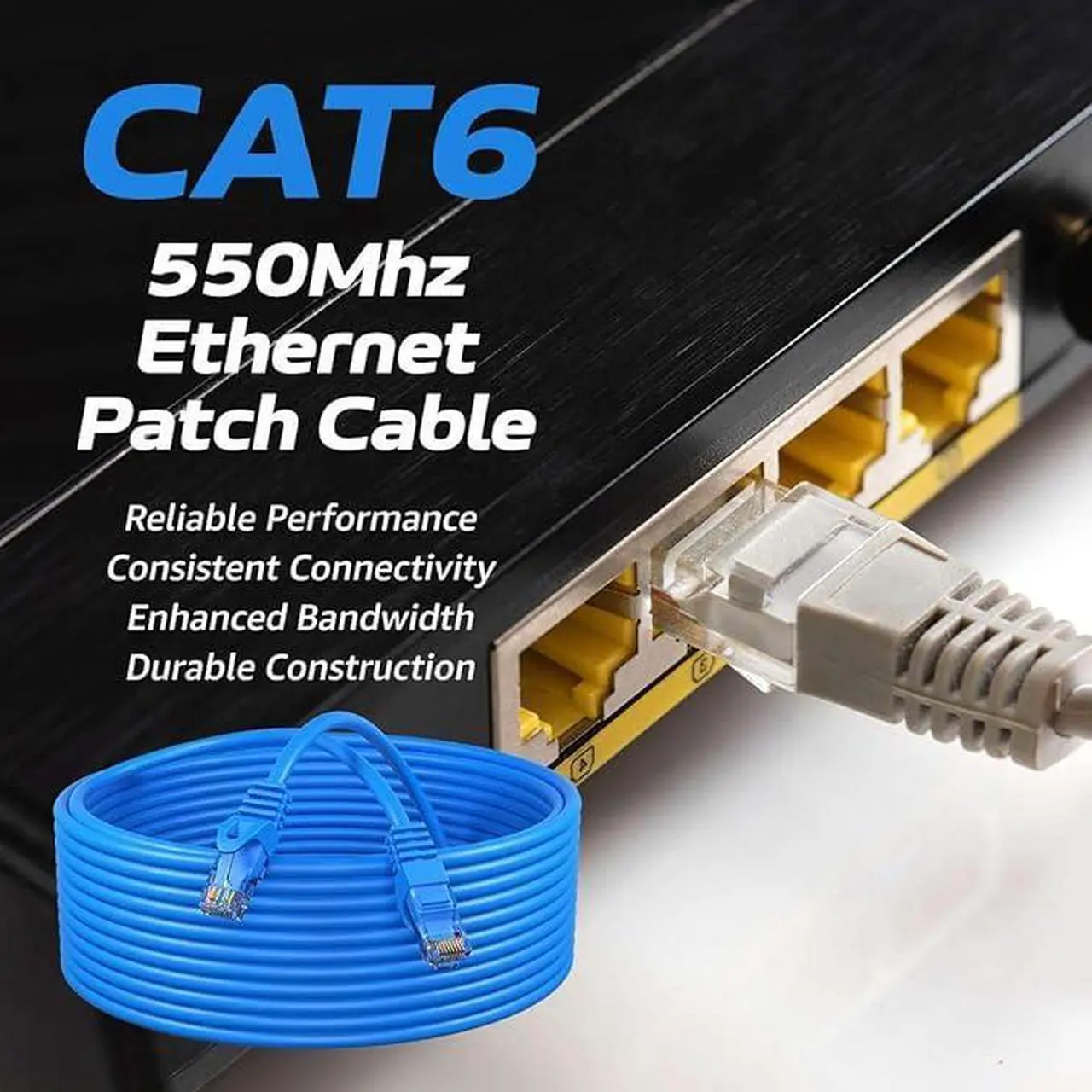 Cables Direct Online Cat6 5ft Patch Cord Blue 5-Pack - Durable and Fast ...