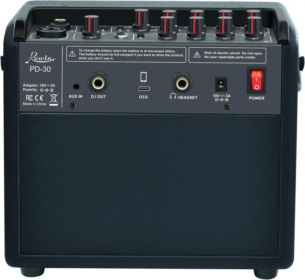 Rowin 30W Acoustic Guitar Amplifier Multi-Function OTG BT Guitar Rechargeable Amp Reverb Chorus ...