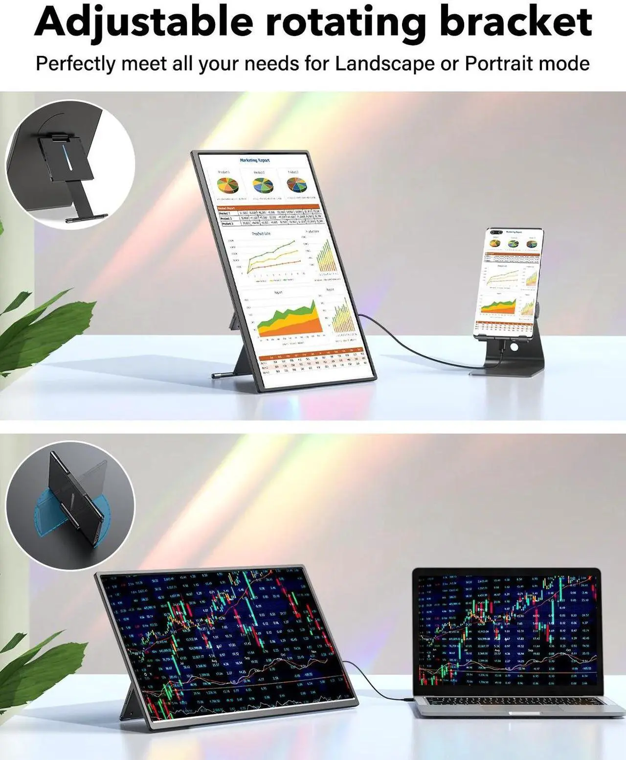 EVICIV 17.3" Portable Monitor with HDR IPS, USB-C, Built-in Speakers & Ambient Light - Perfect ...