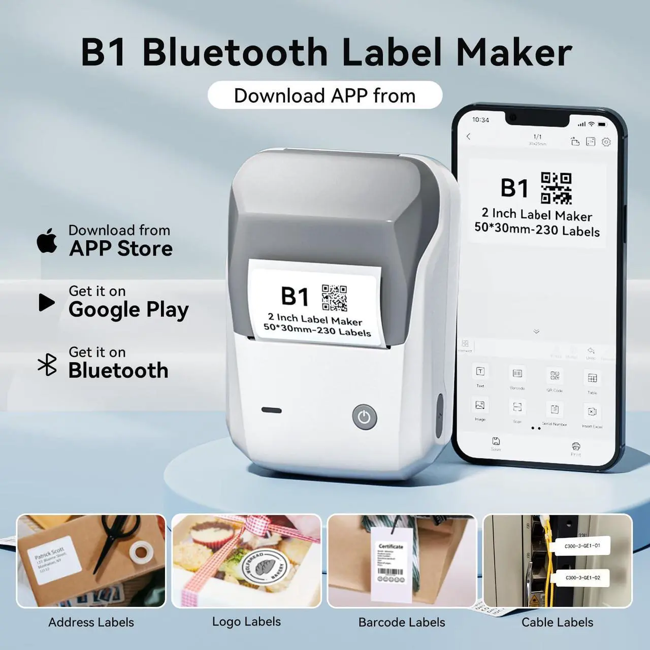 NIIMBOT Barcode Label Printer B1 Label Printer for Small Business ...