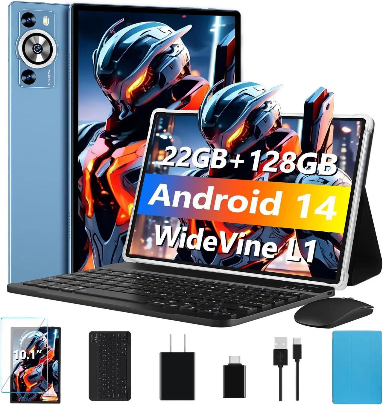 DEERTiME Android 14 Tablet 10.1 Inch 8000mAh Battery Tablets with 22GB RAM 128GB ROM 1TB Expand ...