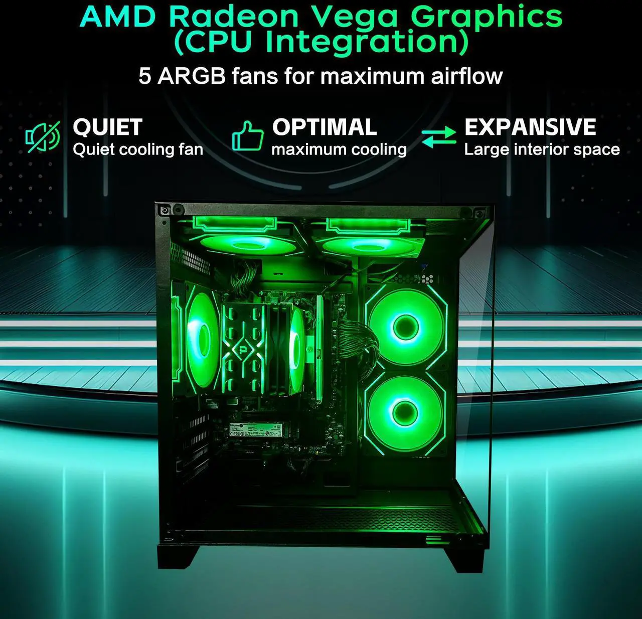 HZG Gaming Desktop Computer PC,AMD Ryzen 7 5700G, 16GB RAM and 1TB NVMe ...