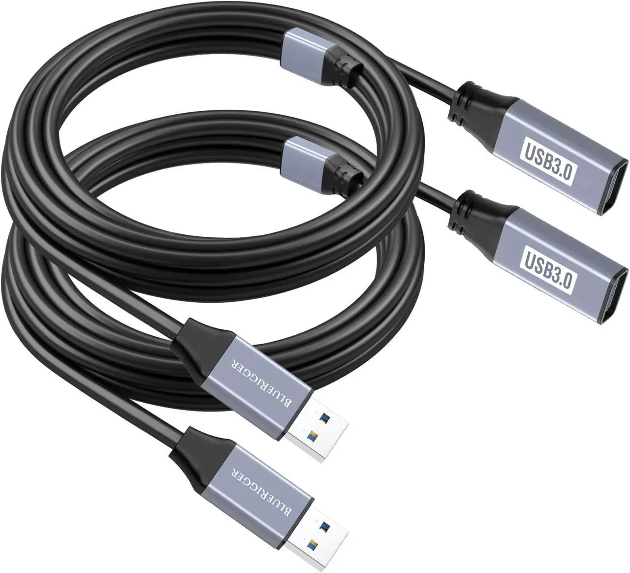 BlueRigger USB 3.0 Extension Cable (15FT - 2Pack, Active, 5 Gbps, in ...