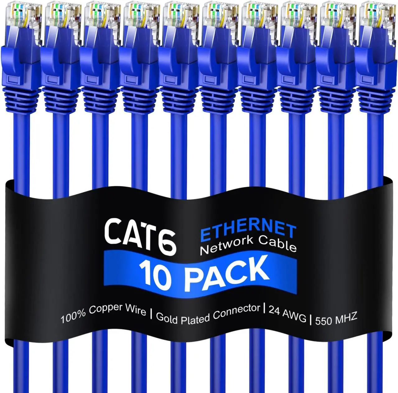 Maximm Cat 6 Ethernet Cable 10 Ft, 100% Pure Copper, Cat6 Cable (10 ...