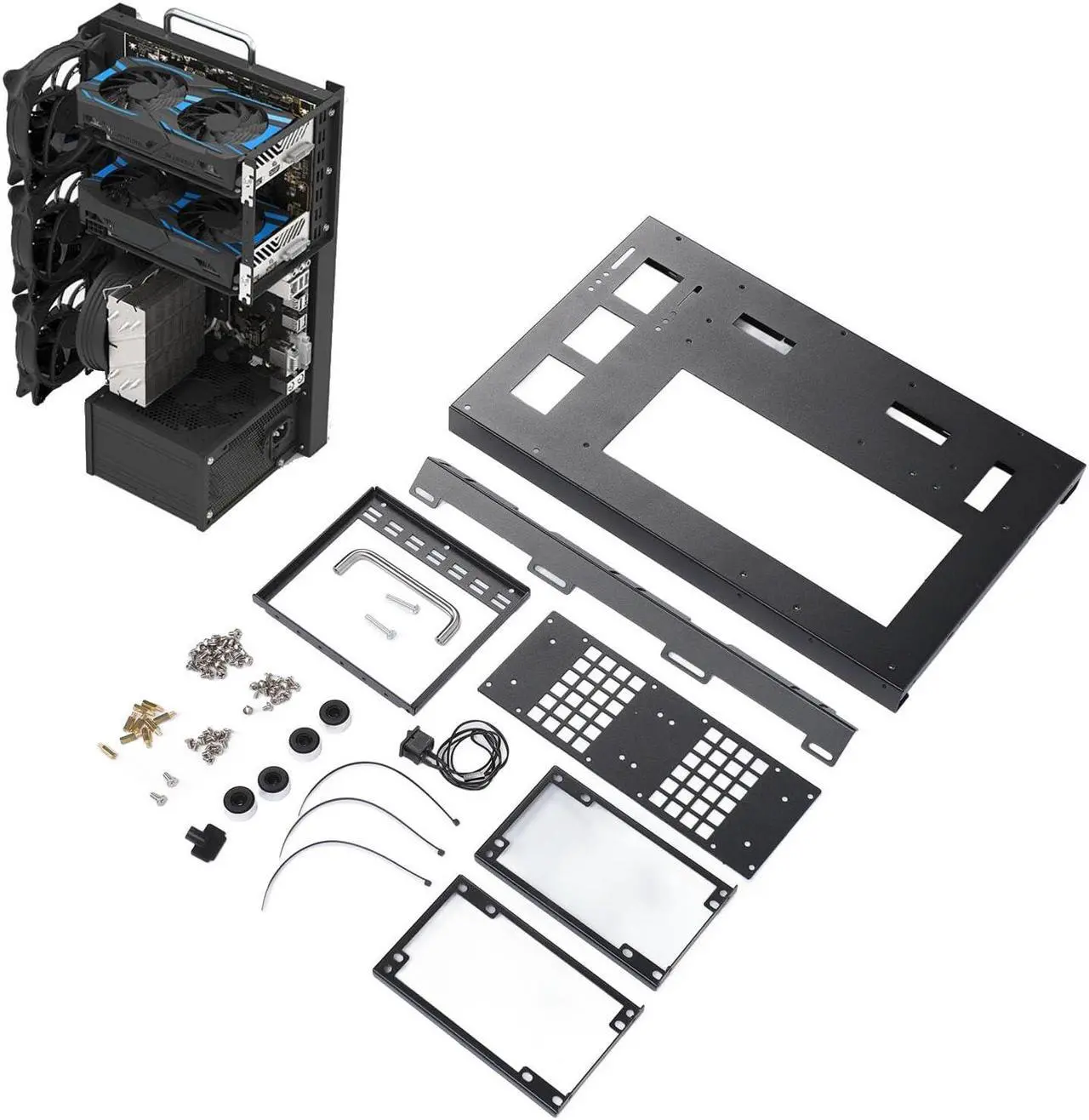 ASHATA DIY Computer Motherboard Case Rack, ATX Open Chassis Case Rack ...