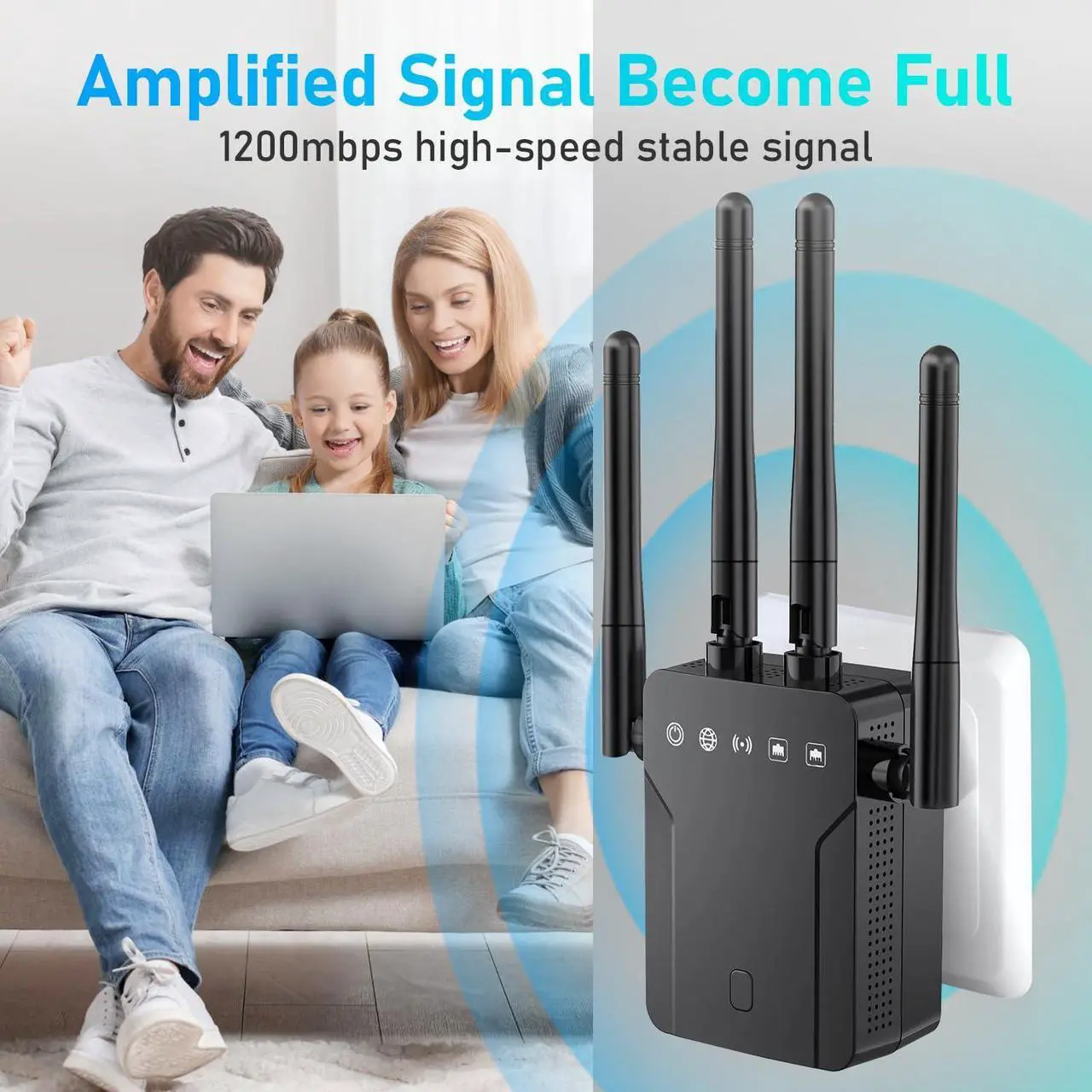 1200Mbps WiFi Extenders Signal Booster for Home with Ethernet Port ...