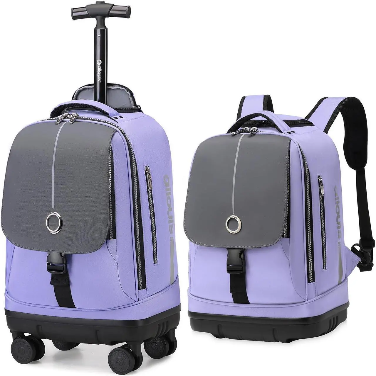 Hlrmsat Rolling Backpack with 4 Detachable Wheels 18 Inch Wheeled ...