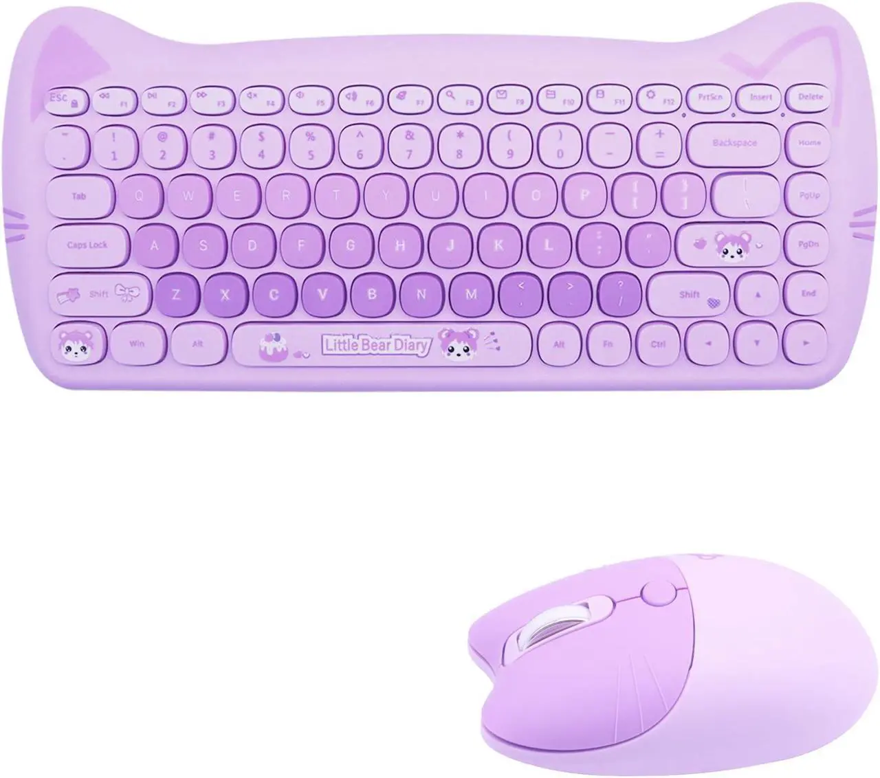 Cute Cat 2.4G USB Wireless Keyboard and Mouse Combo, Typewriter ...