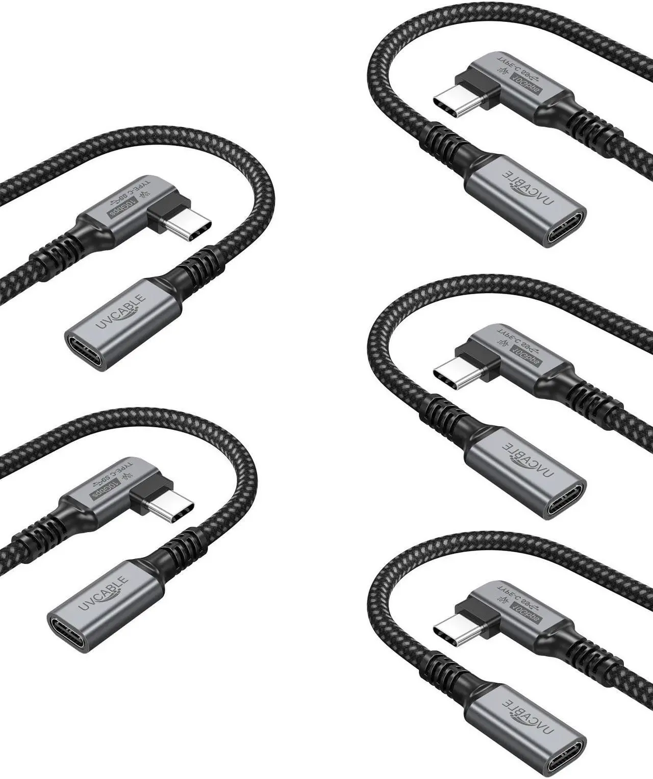 USB C Extension Cable 6.6ft 5-Pack Type-C Gen 2 Extender Cord 100W ...