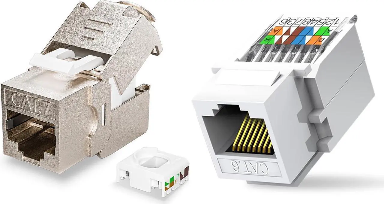 ZOERAX 20-Pack Cat6 Tool-Less RJ45 Keystone Jack and 12 Pcs Cat6a Cat7 Keystone Jack Cat7 RJ45 ...