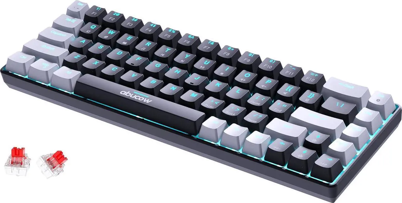 abucow 68-Key Mechanical Keyboard with Blue Backlight 60% Gaming ...
