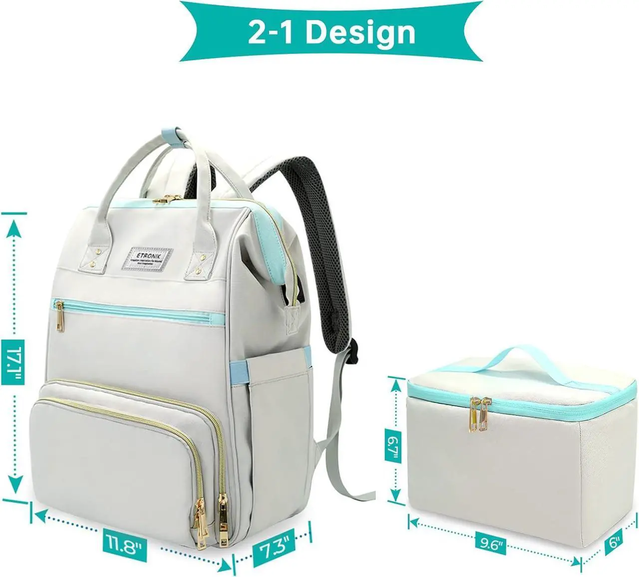 ETRONIK Lunch Backpack, 15.6 Inch Laptop Backpack with USB Port ...