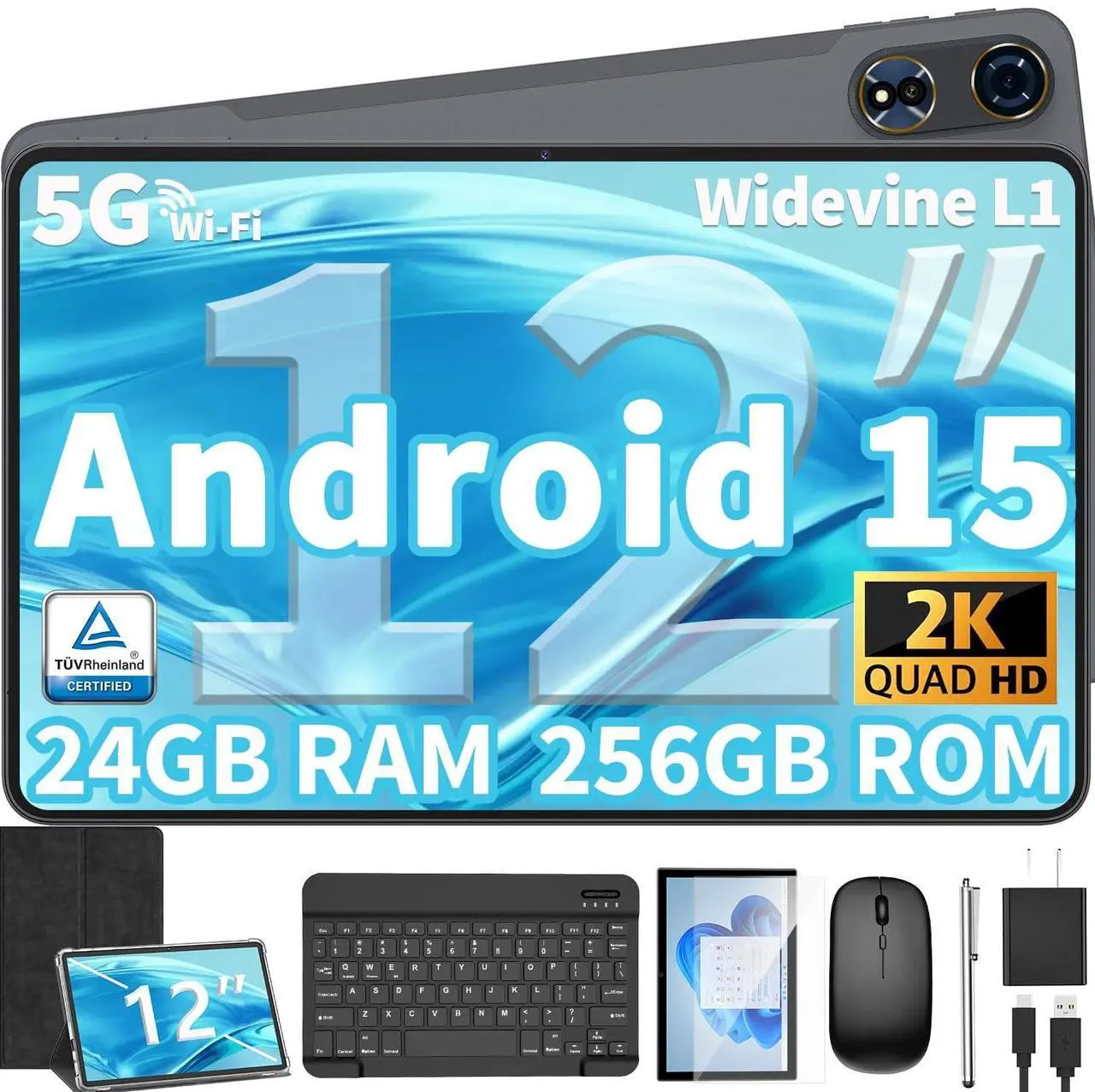 12 Inch Tablet Android 15 Tablets, 2025 Upgraded Android Tablet with ...