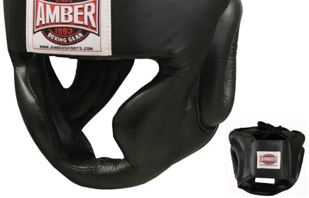 Amber Fight Gear Extreme Full-Face Leather Headgear Ultimate Protection ...