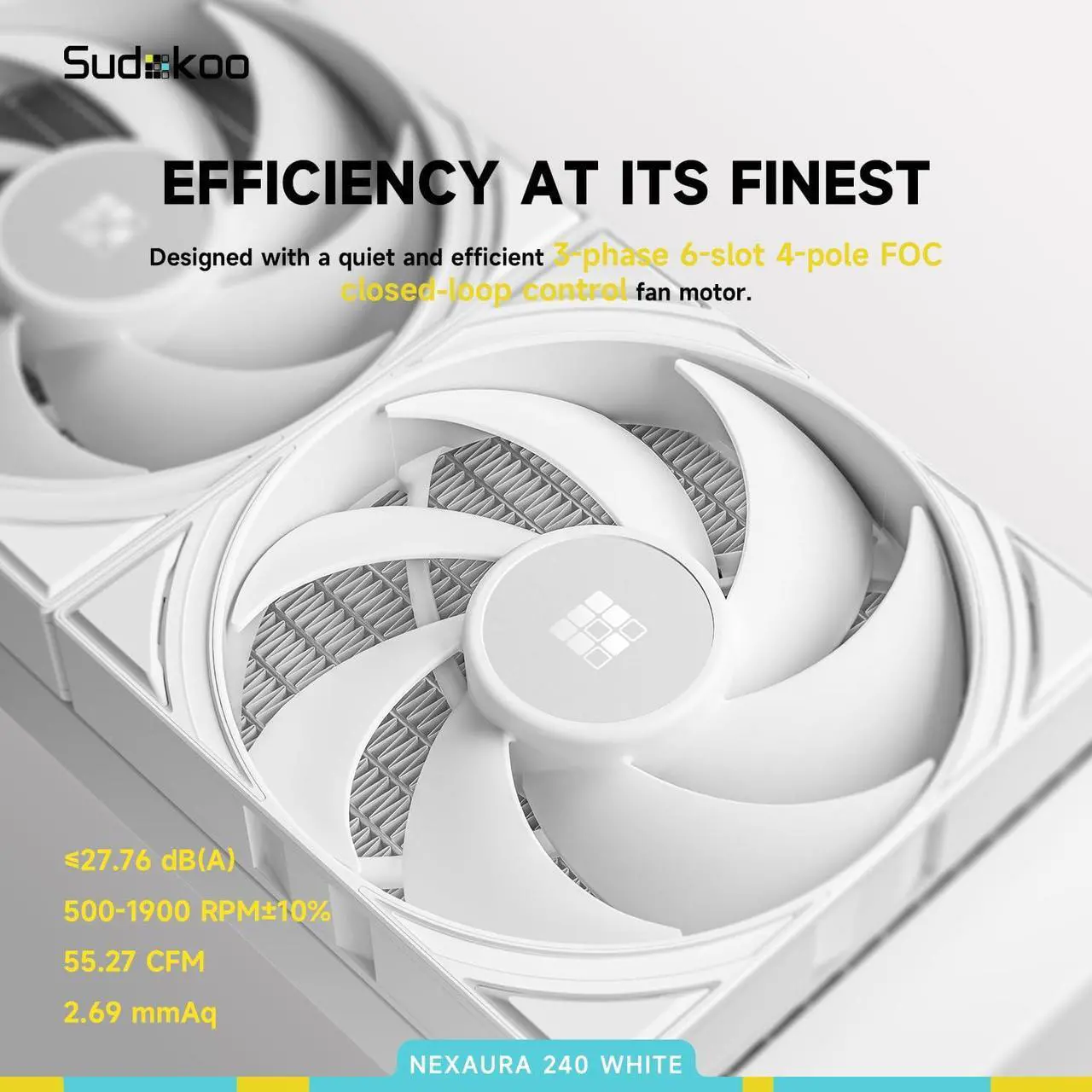 Sudokoo NEXAURA 240 WHITE AIO Liquid CPU Cooler, PWM Pump, ARGB Pump ...
