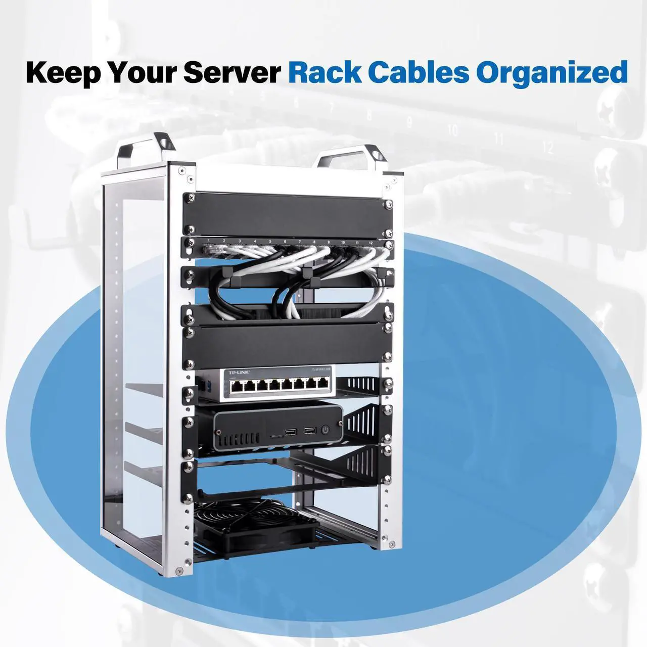 52Pi 0.5U Rack Cable Management Panel-with 3 D-Rings, 10inch Rack ...
