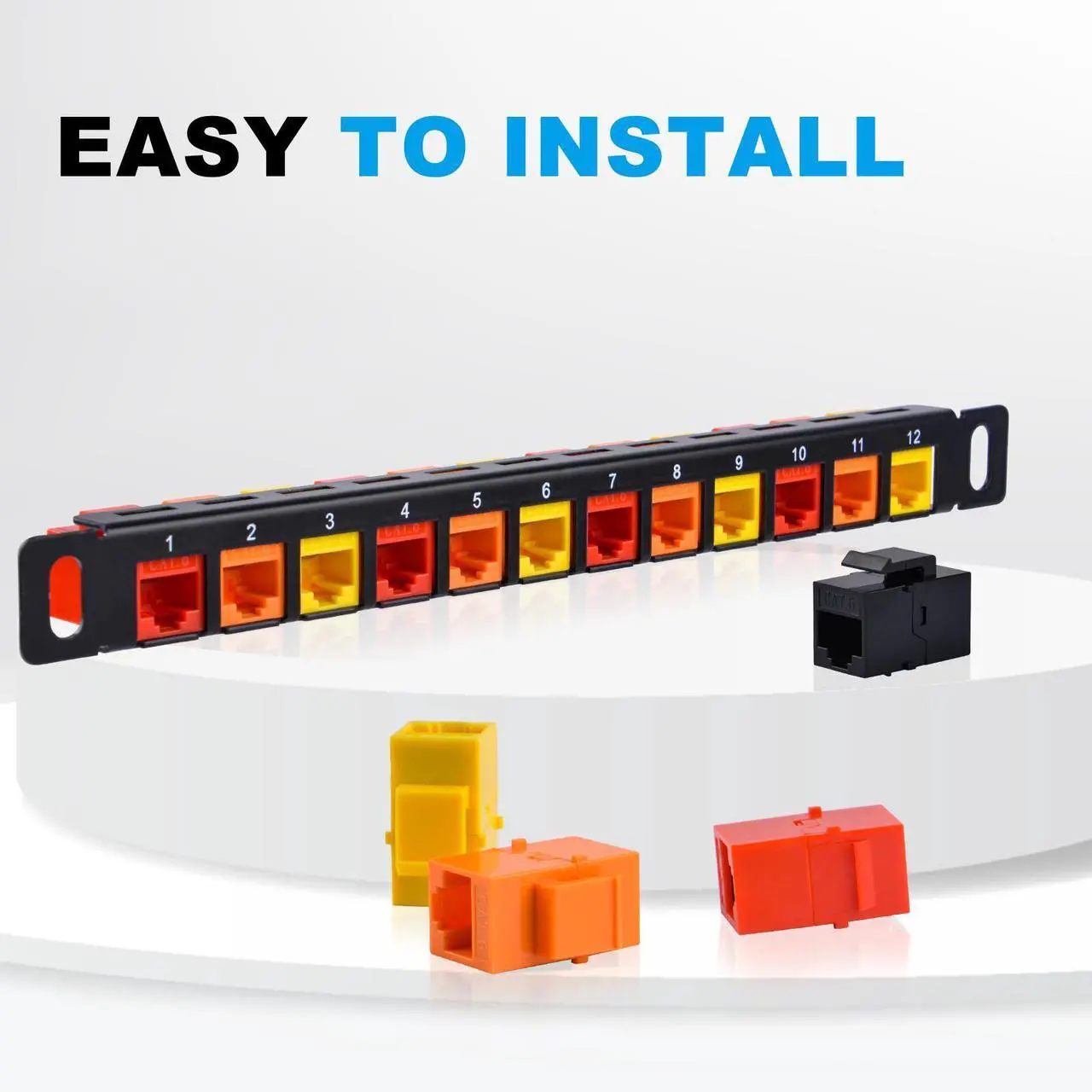 52Pi Blank Keystone Patch Panel, 10inch 12 Port Cable Management Rack ...