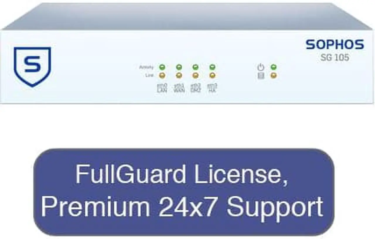 Sophos SG 105 / SG105 Firewall Security Appliance TotalProtect Bundle with 4 GE ports, FullGuard ...