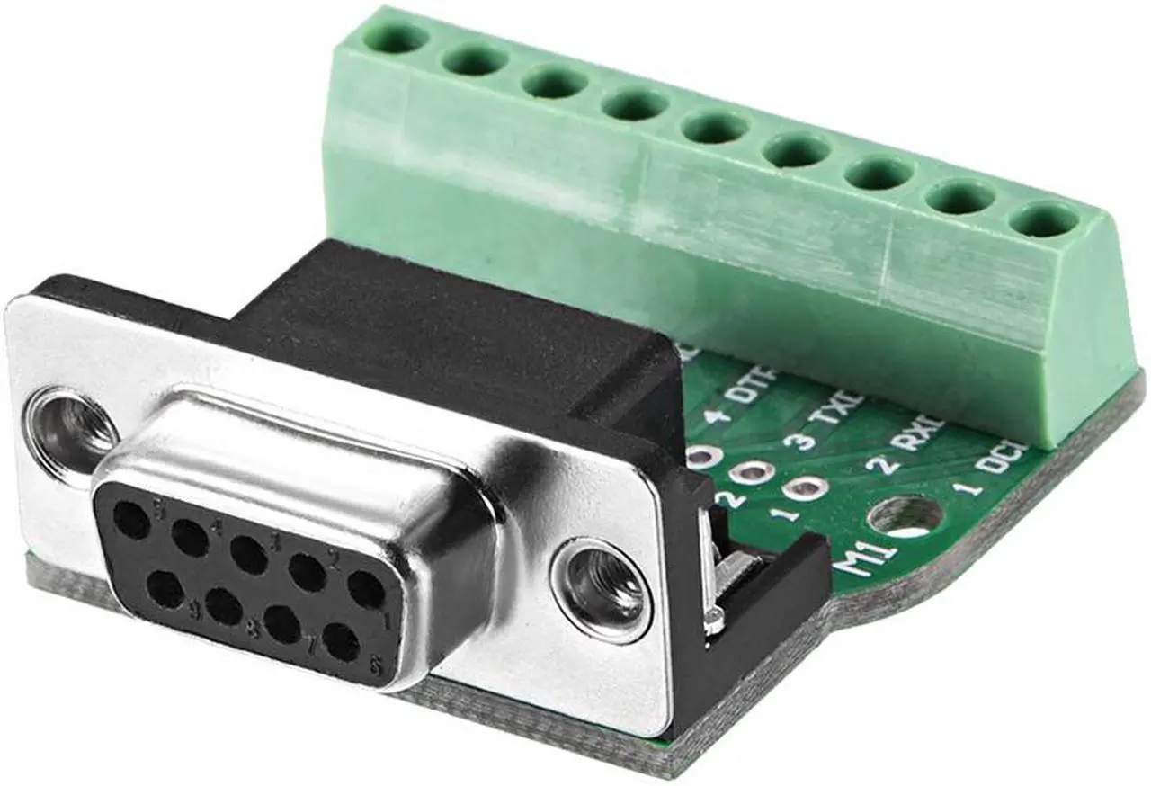 D-sub DB9 Breakout Board Connector 9 Pin 2 Row Female RS232 Serial Port Solderless Terminal ...