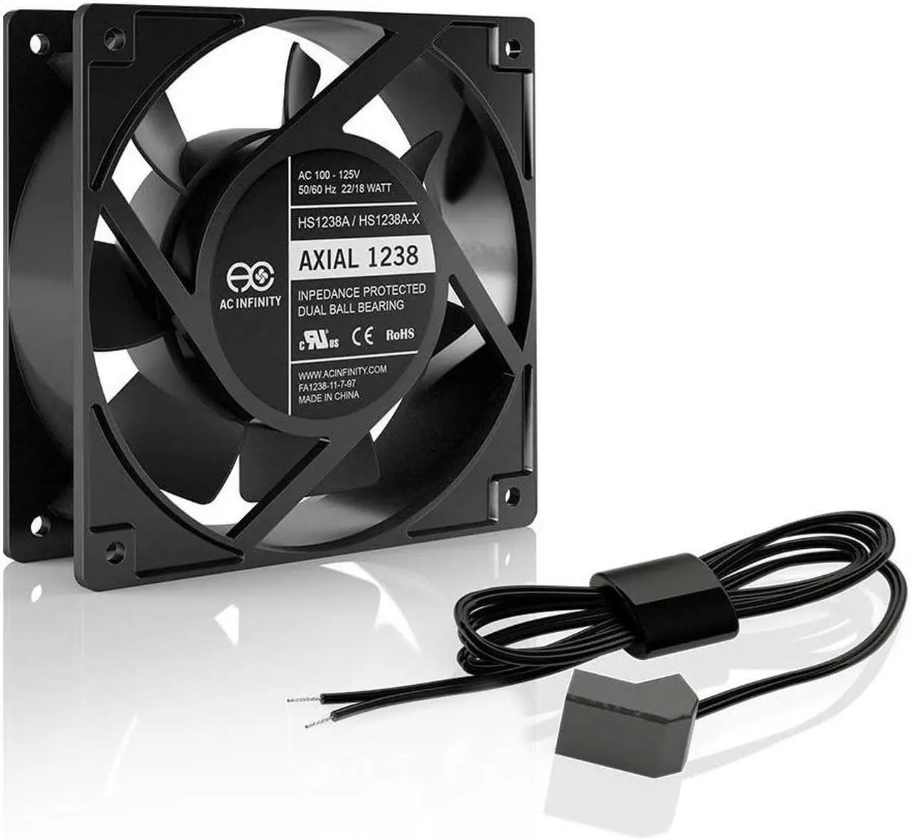 AC Infinity AXIAL 1238W, Muffin Fan, 120V AC 120mm x 38mm High Speed ...