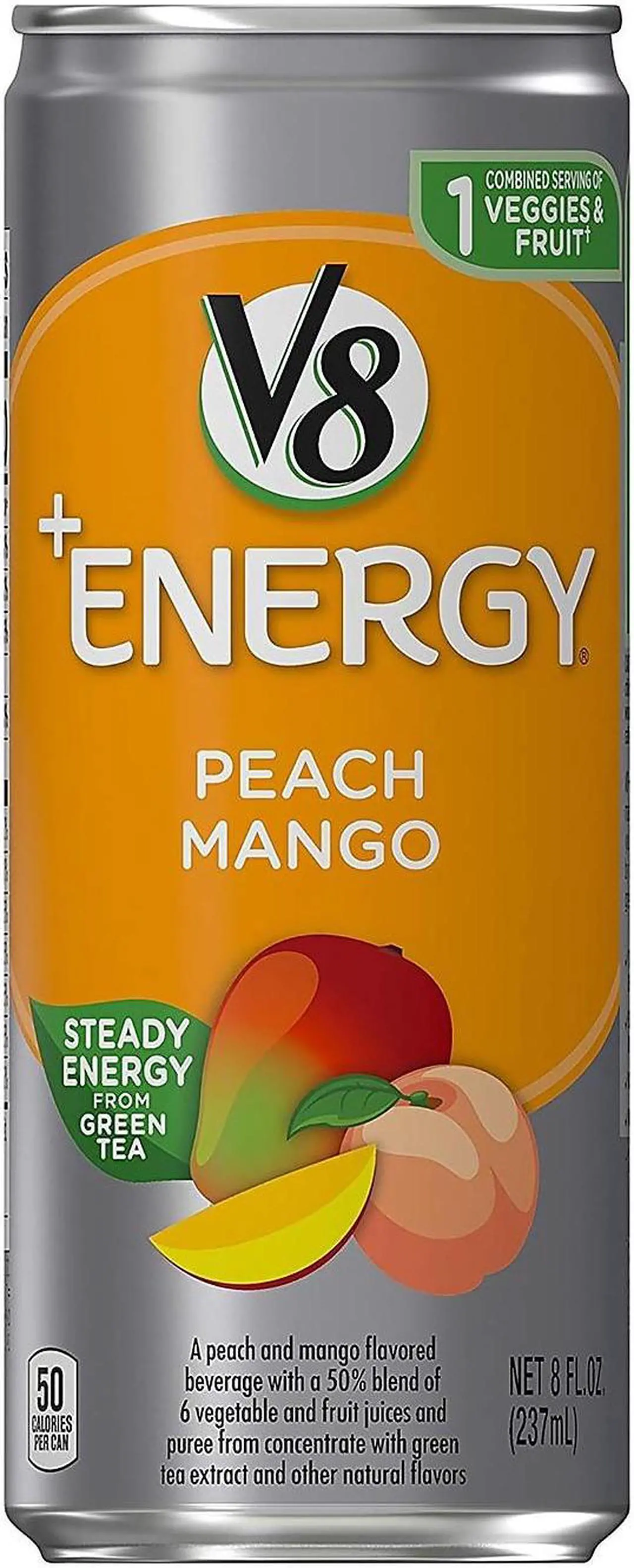 V8 +Energy Peach Mango Energy Drink Juice 8 oz. 24/Box (307-00068 ...