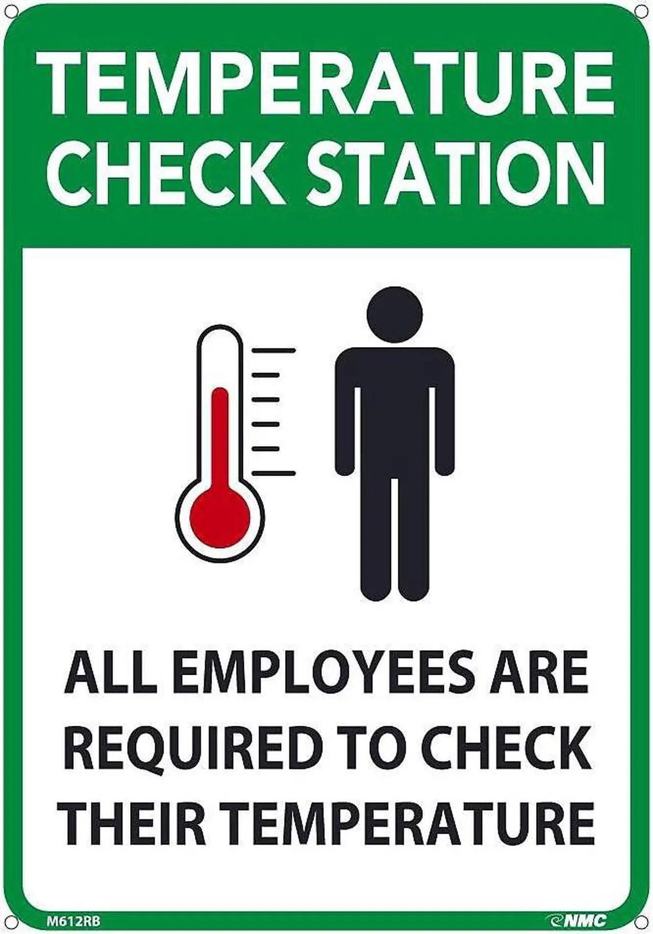 National Marker Wall Sign "Temperature Check Station " Plastic 14" x 10 ...