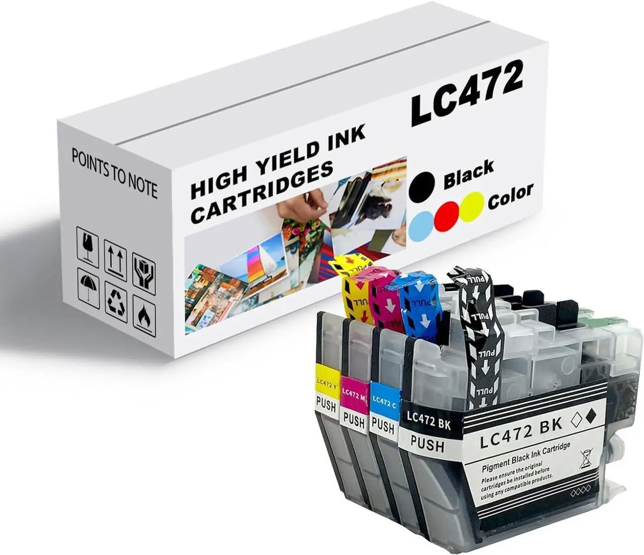 Ink Cartridge for Brother LC472BK LC472C LC472M LC472Y High Yield ...