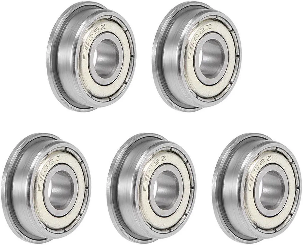 F608ZZ Flange Ball Bearing 8x22x7mm Shielded Chrome Bearings 5pcs ...