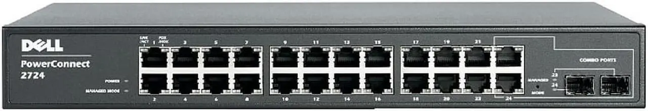 Refurbished: Dell PowerConnect 2724 - 24 x 10/100/1000 Ethernet 2 x ...