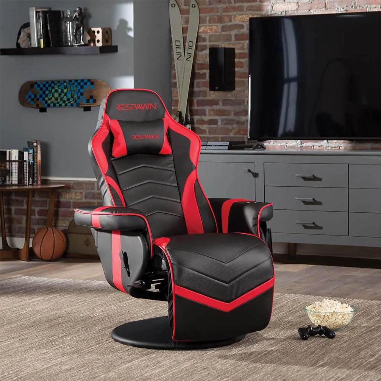 RESPAWN-900 Racing Style Gaming Recliner, Reclining Gaming Chair, in ...