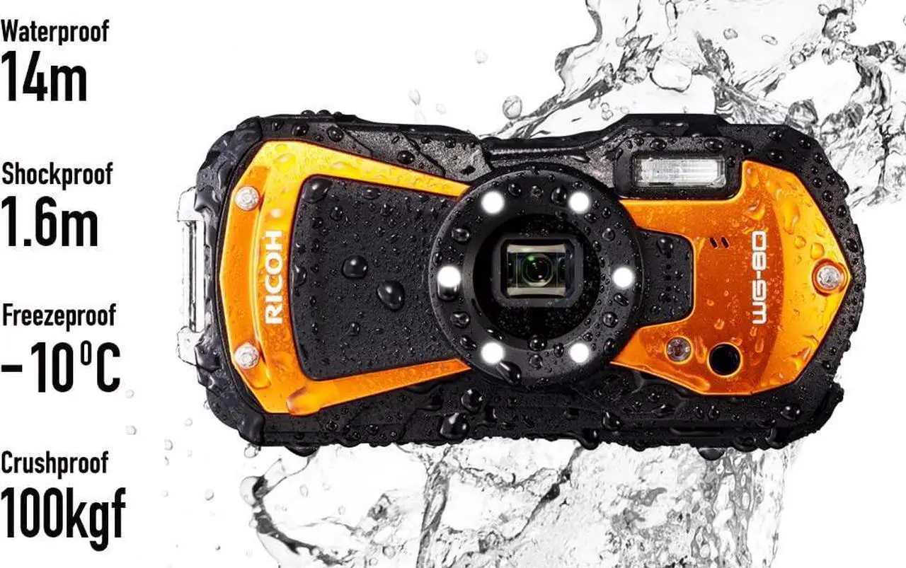 Ricoh WG-80 Black Waterproof Digital Camera Shockproof Freezeproof ...