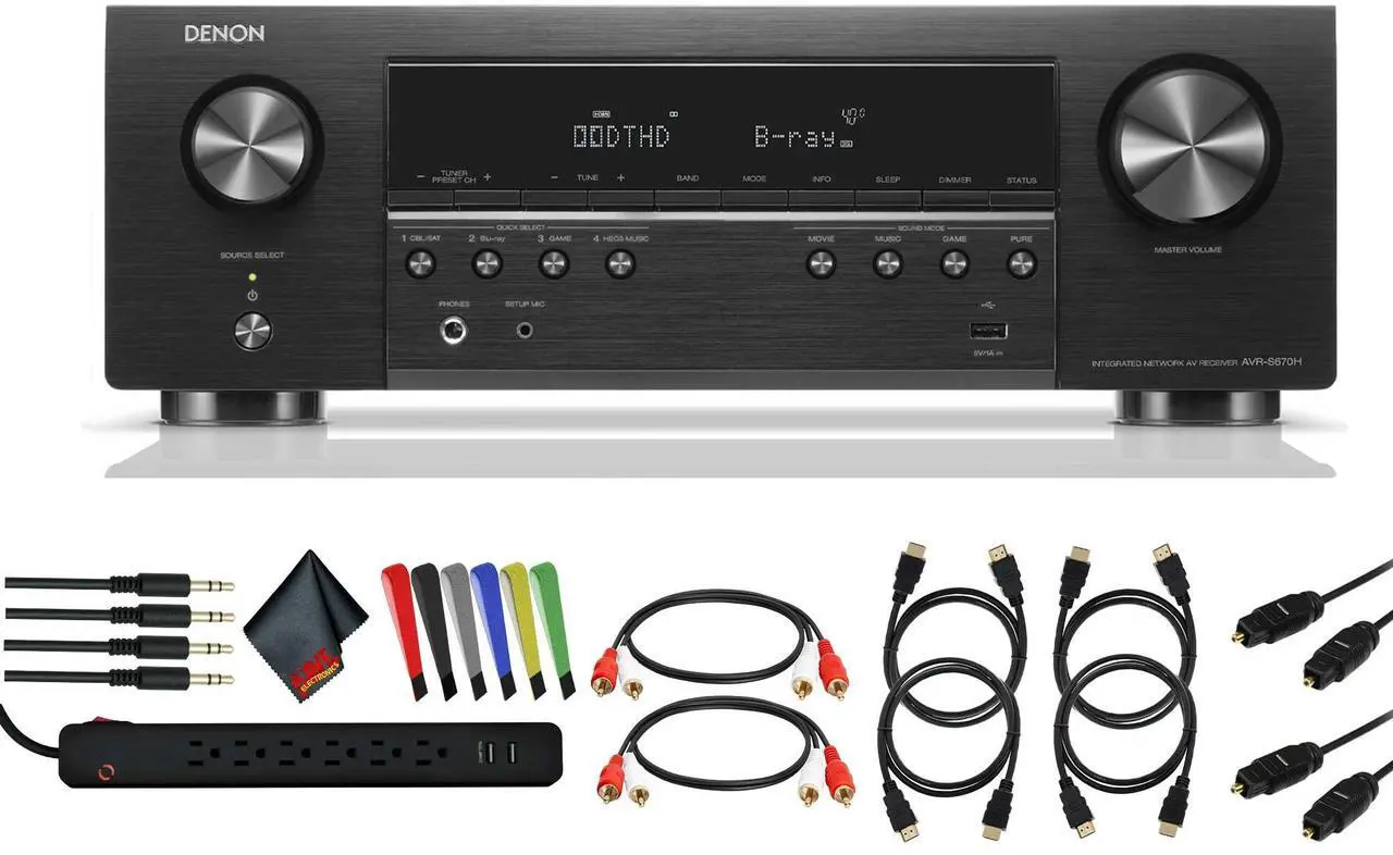 Denon S-Series AVR-S670H 5.2-Channel Network A/V Receiver Bundle ...