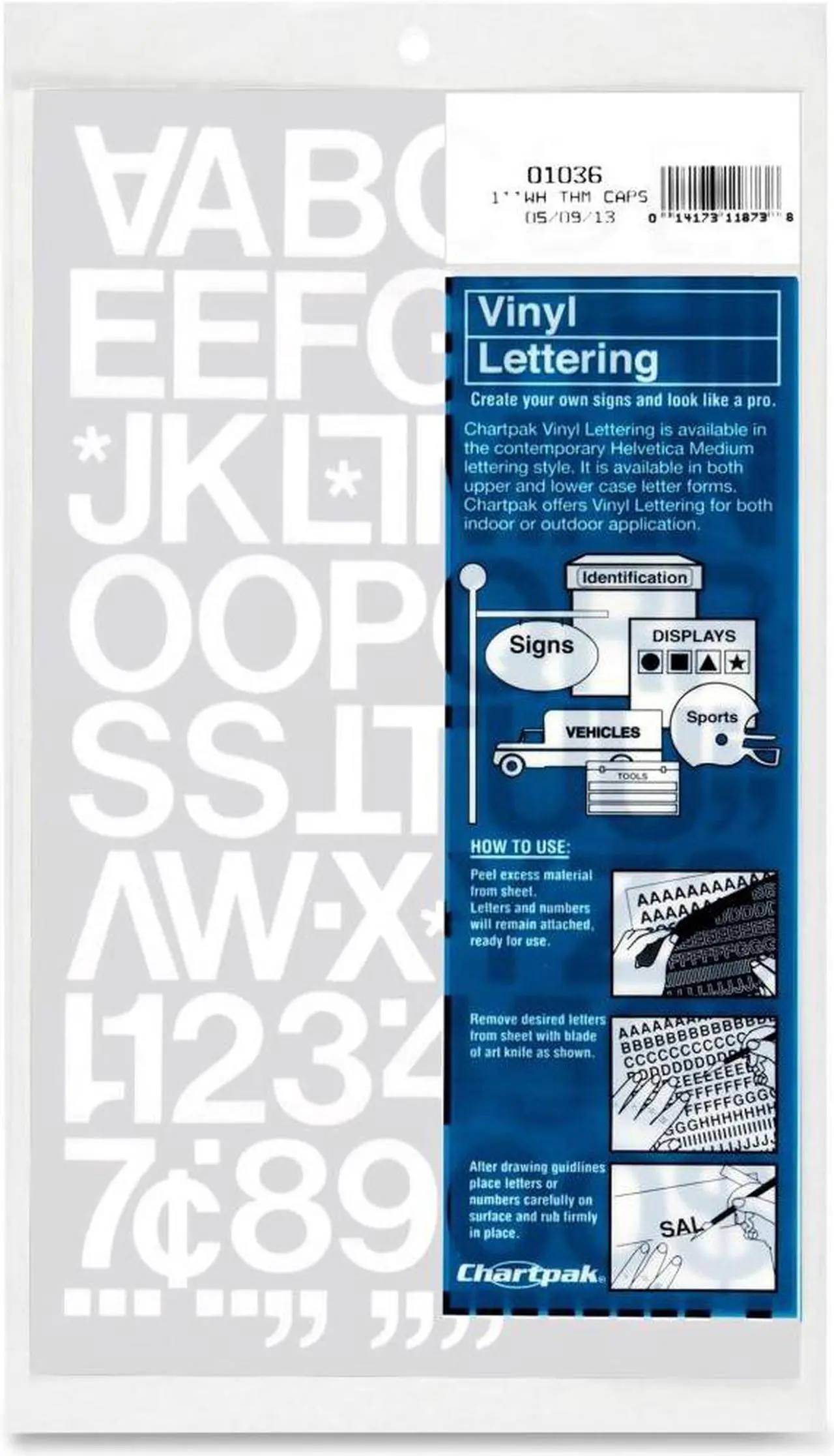 Chartpak CHA01036 Vinyl Numbers-Letters- 1in.- White - Newegg.com