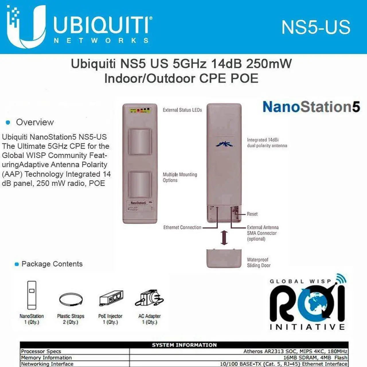 Ubiquiti NS5 NanoStation 5 802.11a Broadband CPE - Newegg.com