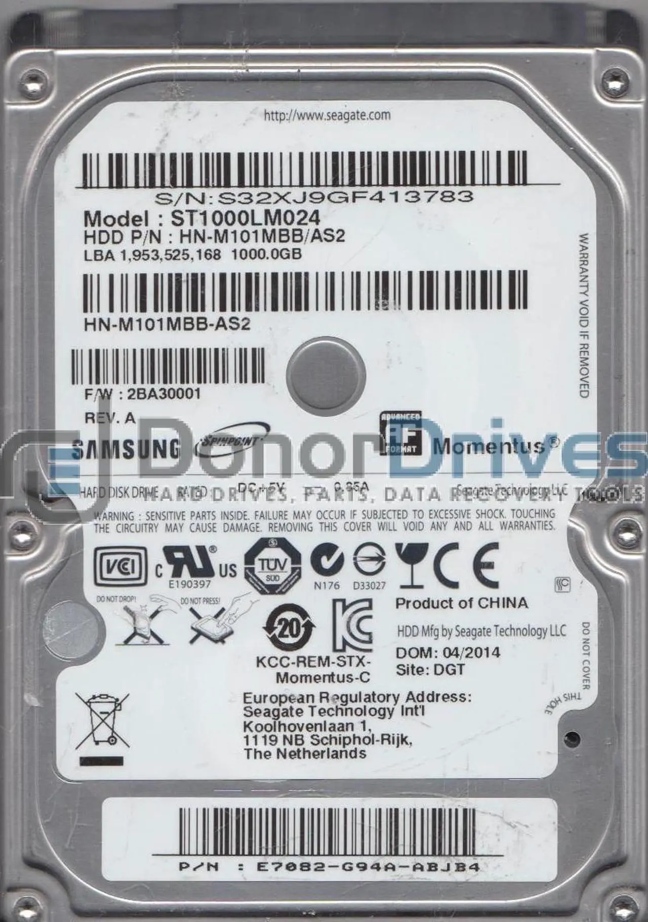 Refurbished: ST1000LM024, HN-M101MBB/AS2, FW 2BA30001, Samsung 1TB SATA ...