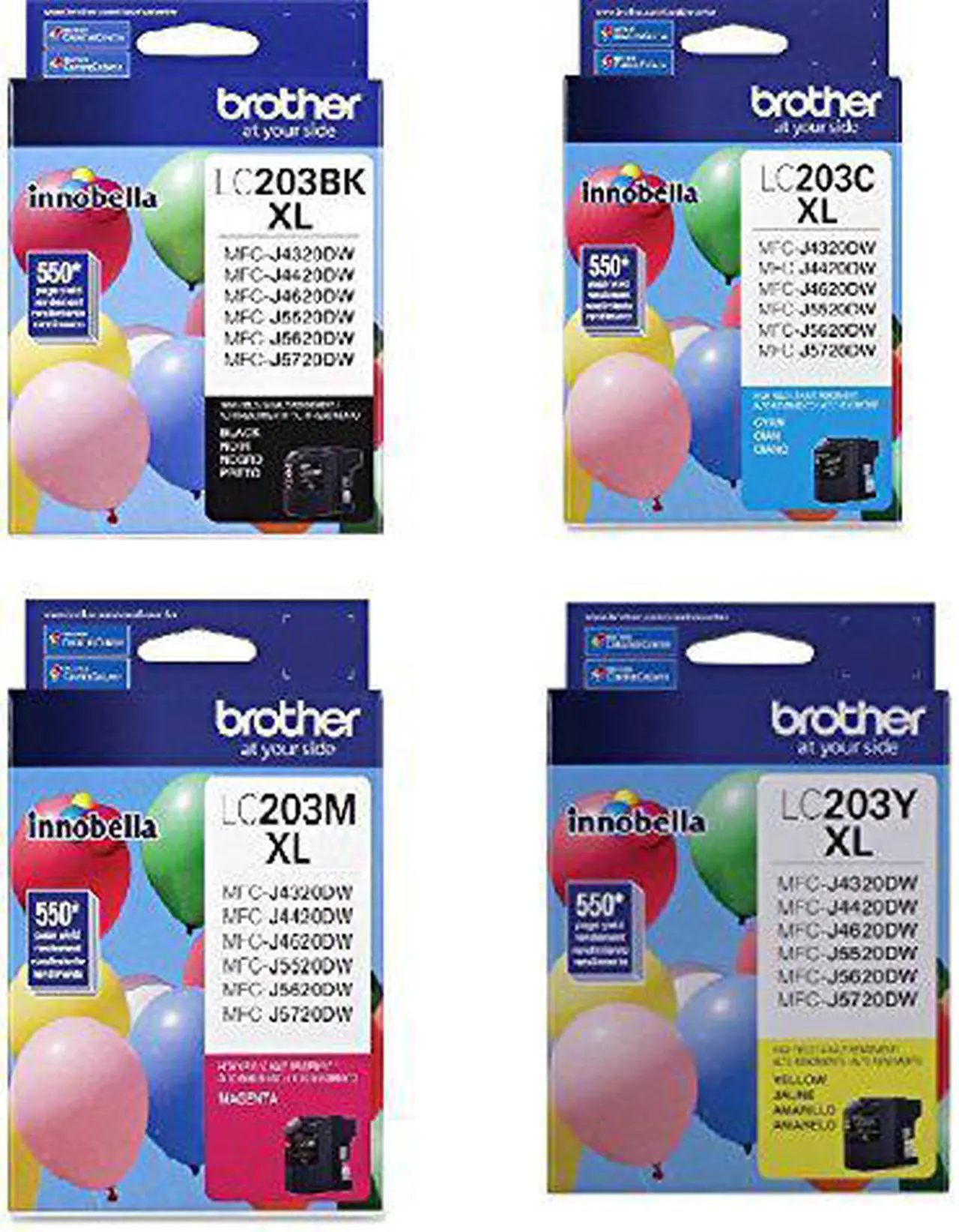 Brother LC203 High Yield Ink (BK,C,M,Y) for MFC-J5520DW MFC-J5620DW MFC ...